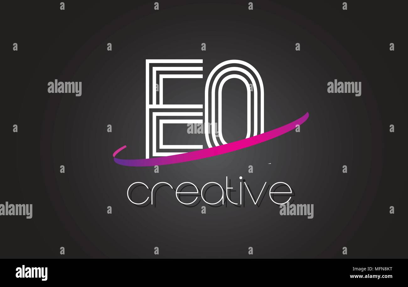 EQ E Q Letter Logo with Lines Design And Purple Swoosh Vector Letters ...