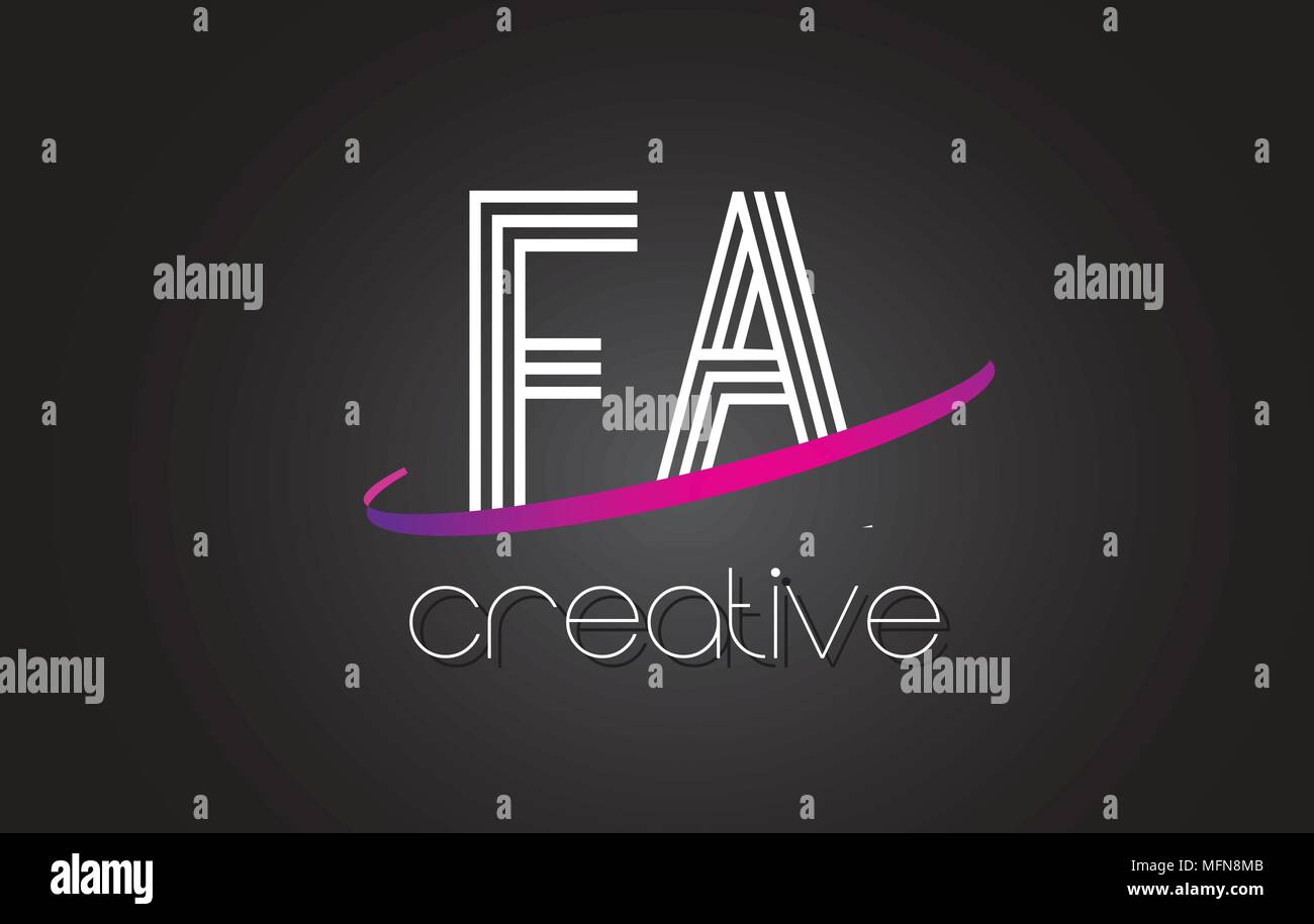 FA F A Letter Logo with Lines Design And Purple Swoosh Vector Letters ...
