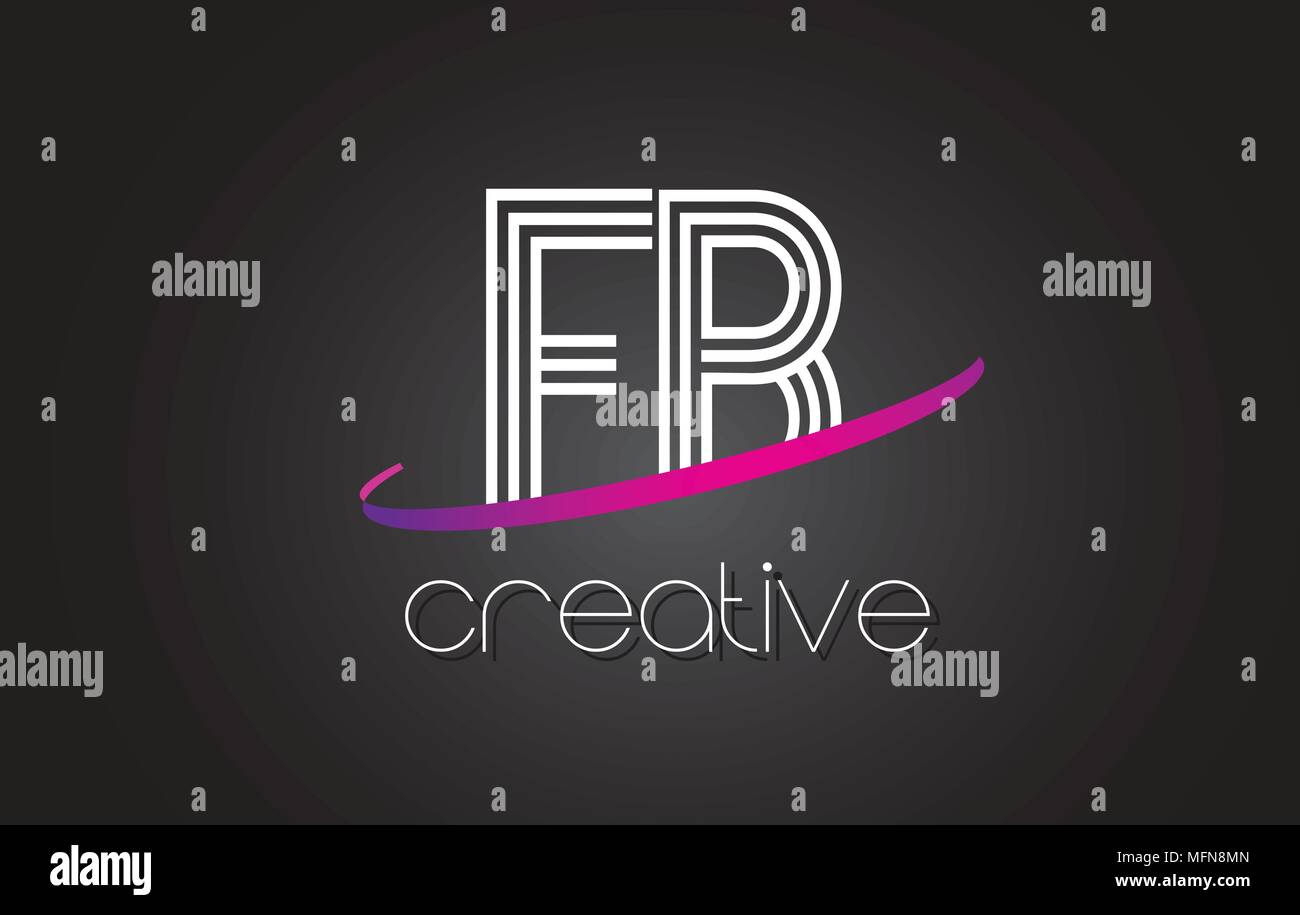 FB F B Letter Logo with Lines Design And Purple Swoosh Vector Letters ...