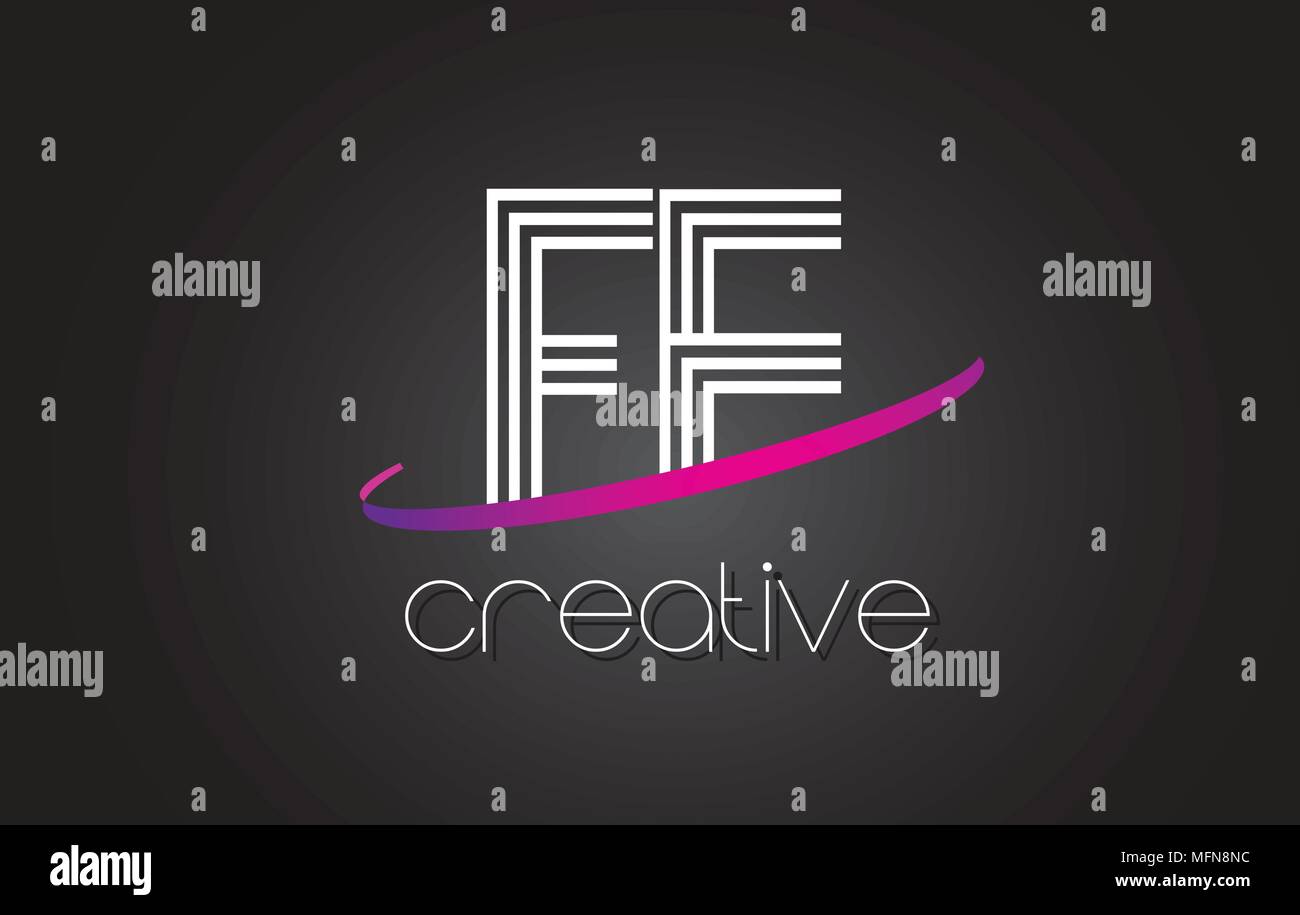 FE F E Letter Logo with Lines Design And Purple Swoosh Vector Letters ...