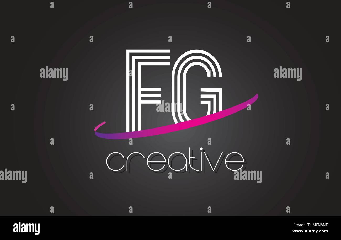 FG F G Letter Logo with Lines Design And Purple Swoosh Vector Letters ...