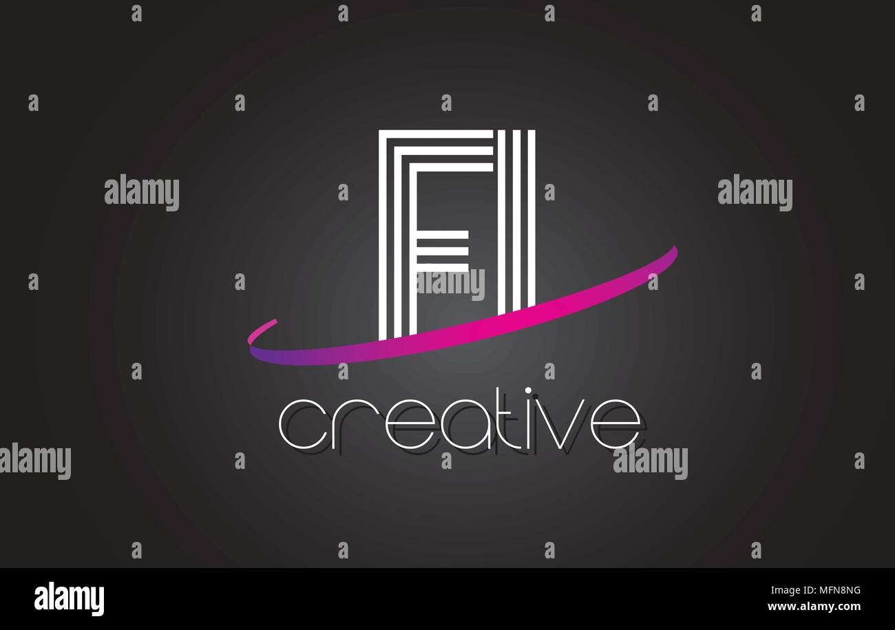 FI F I Letter Logo with Lines Design And Purple Swoosh Vector Letters ...