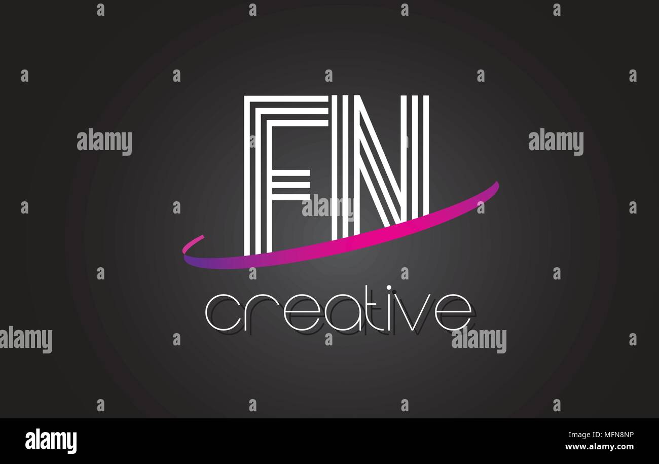 FN F N Letter Logo with Lines Design And Purple Swoosh Vector Letters ...