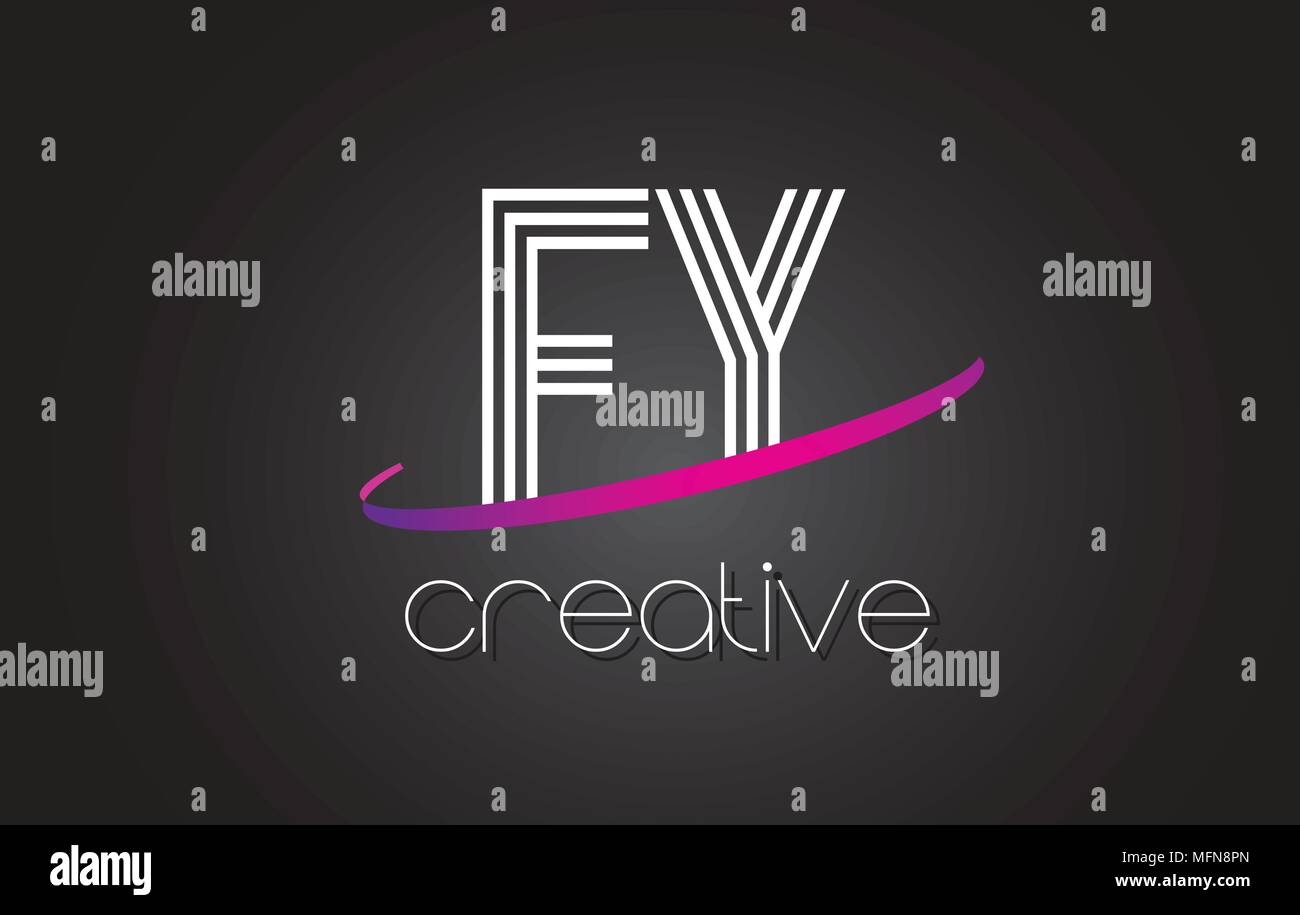 FY F Y Letter Logo with Lines Design And Purple Swoosh Vector Letters ...