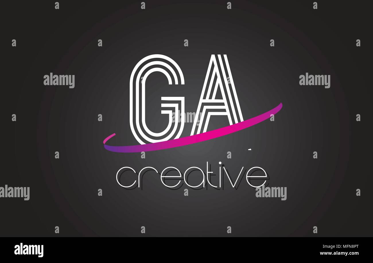GA G A Letter Logo with Lines Design And Purple Swoosh Vector Letters ...