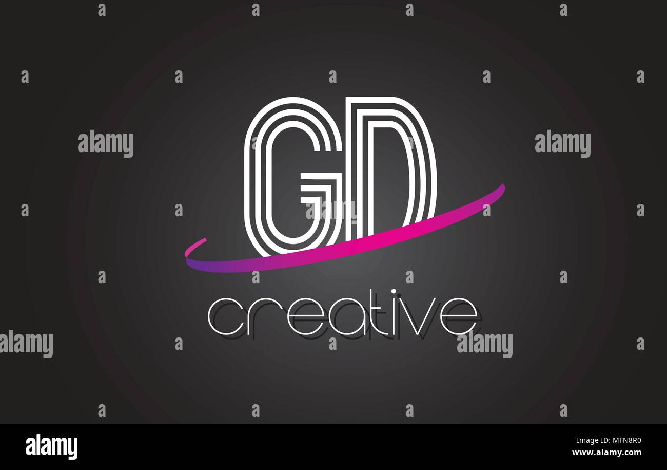 GD G D Letter Logo with Lines Design And Purple Swoosh Vector Letters ...
