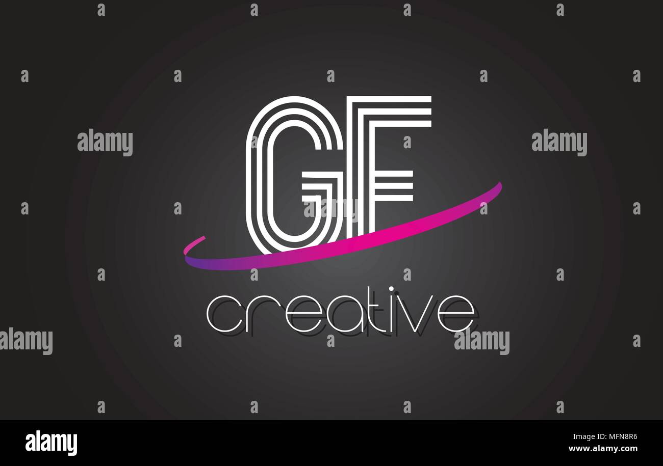 GF G F Letter Logo with Lines Design And Purple Swoosh Vector Letters ...