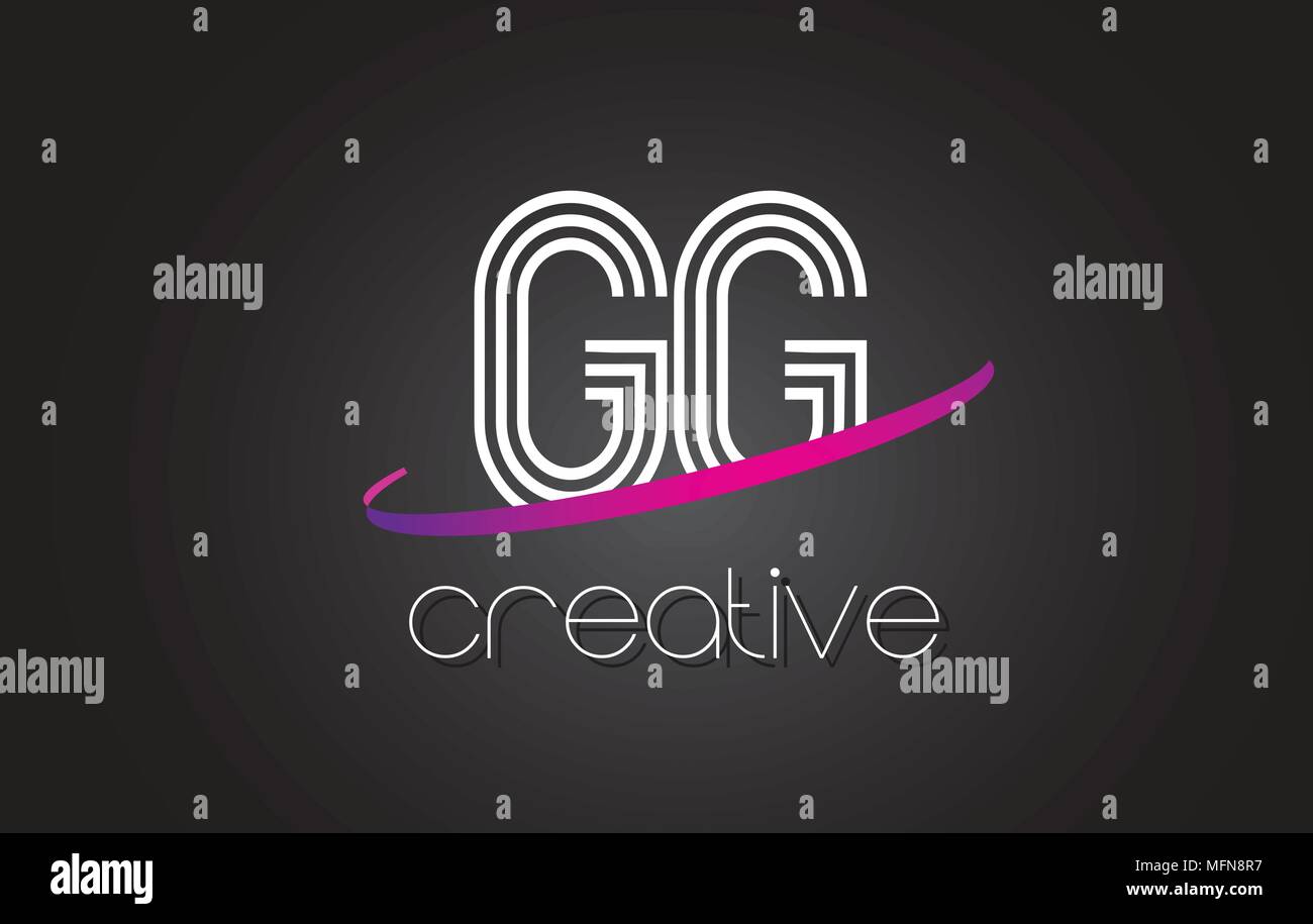 GG G G Letter Logo with Lines Design And Purple Swoosh Vector Letters ...