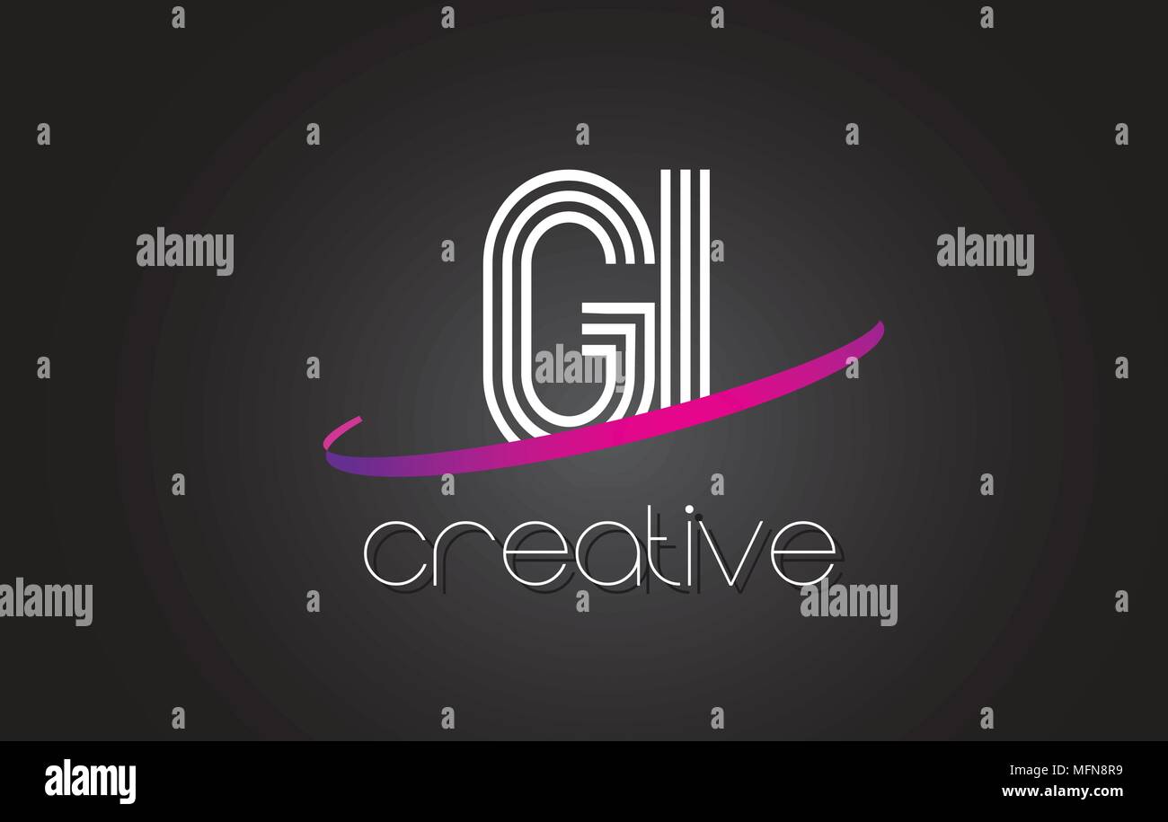 GI G I Letter Logo with Lines Design And Purple Swoosh Vector Letters ...