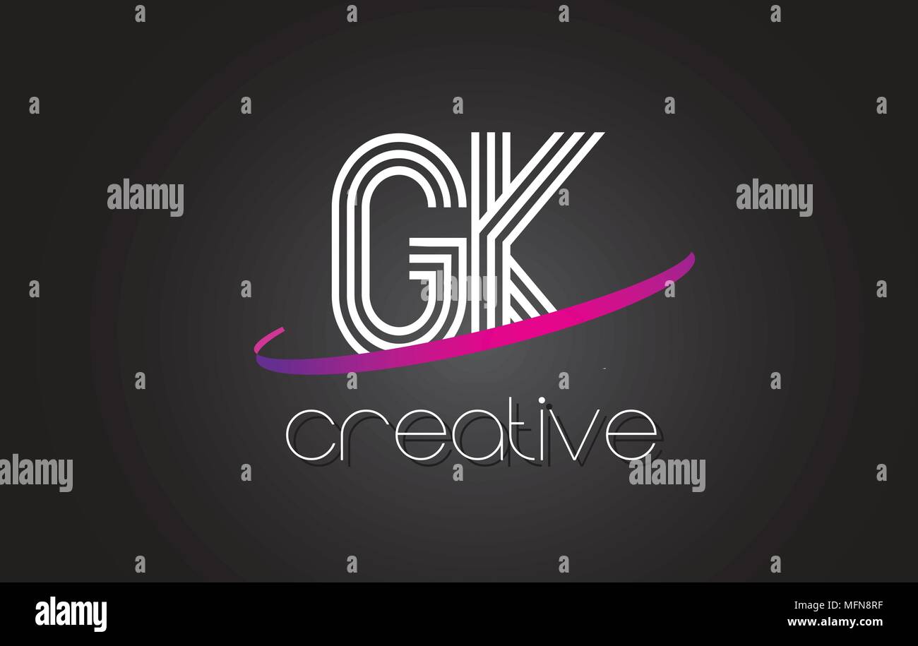 GK G K Letter Logo with Lines Design And Purple Swoosh Vector Letters ...