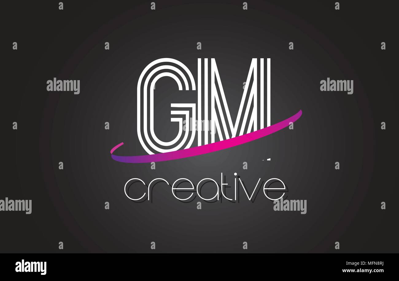 GM G M Letter Logo with Lines Design And Purple Swoosh Vector Letters ...