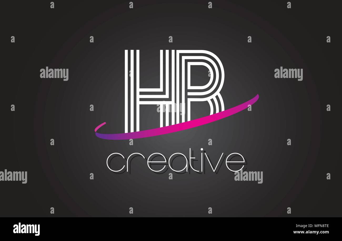 HB H B Letter Logo with Lines Design And Purple Swoosh Vector Letters ...