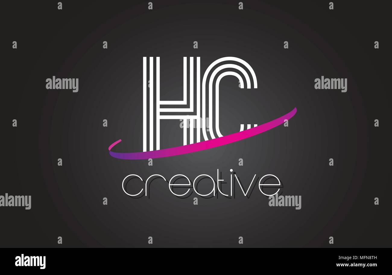 HC H C Letter Logo with Lines Design And Purple Swoosh Vector Letters ...