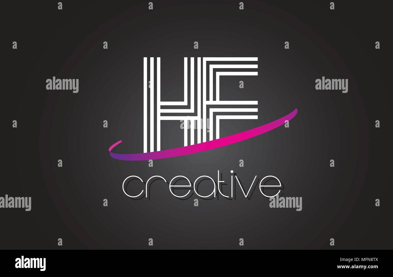 HE H E Letter Logo with Lines Design And Purple Swoosh Vector Letters ...