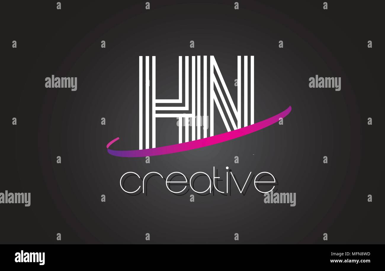 HN H N Letter Logo with Lines Design And Purple Swoosh Vector Letters ...