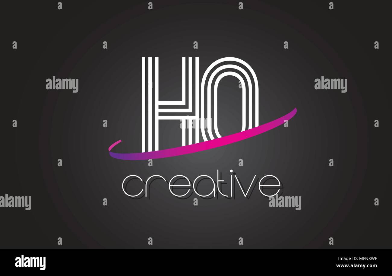 HO H O Letter Logo with Lines Design And Purple Swoosh Vector Letters ...