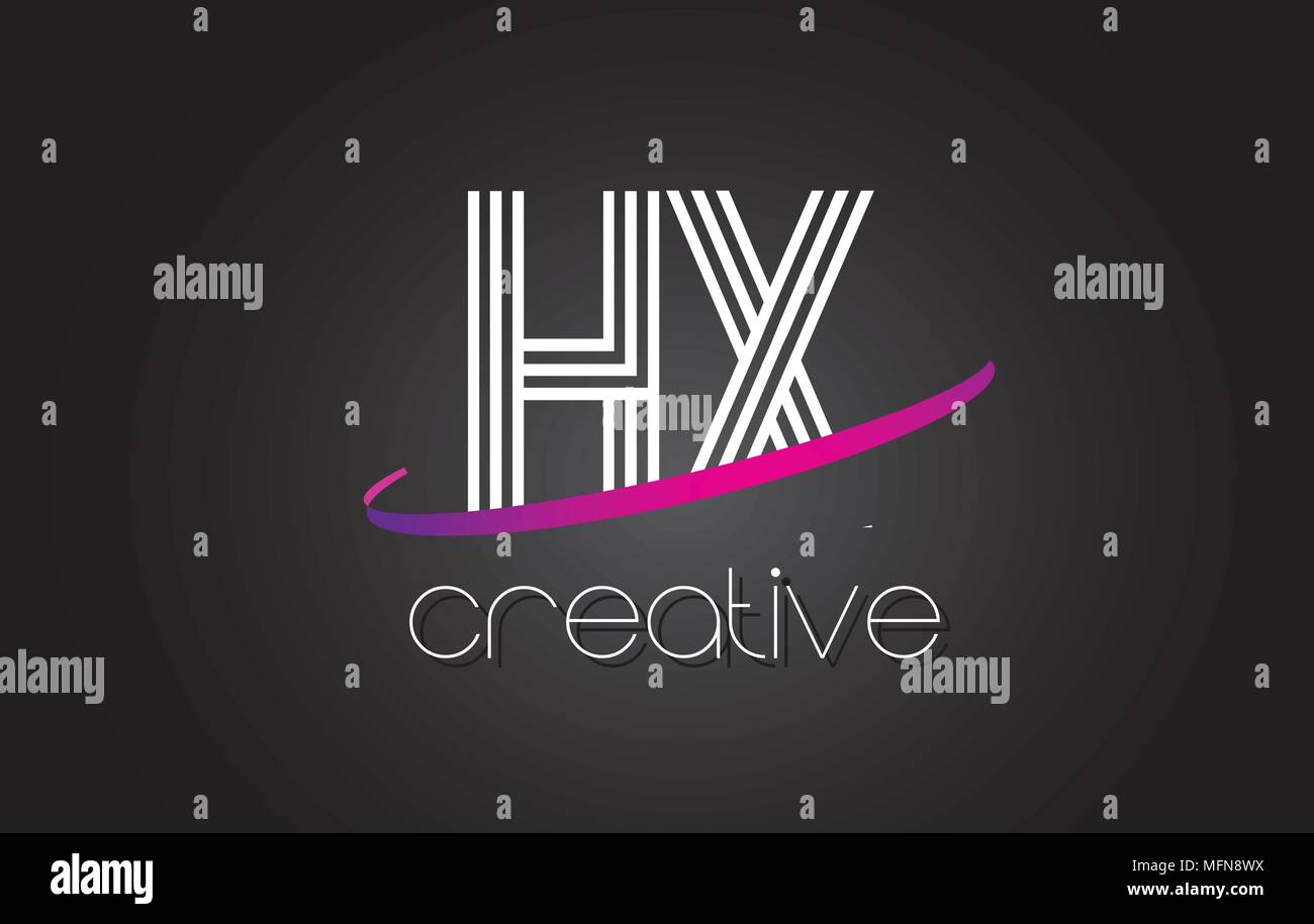 HX H X Letter Logo with Lines Design And Purple Swoosh Vector Letters ...