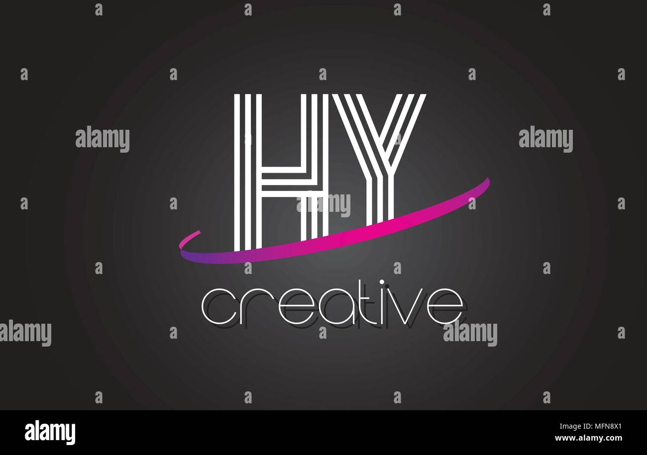 HY H Y Letter Logo with Lines Design And Purple Swoosh Vector Letters ...