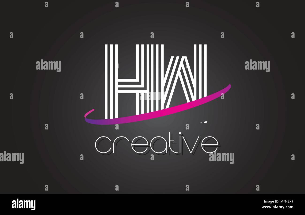 HW H W Letter Logo with Lines Design And Purple Swoosh Vector Letters ...