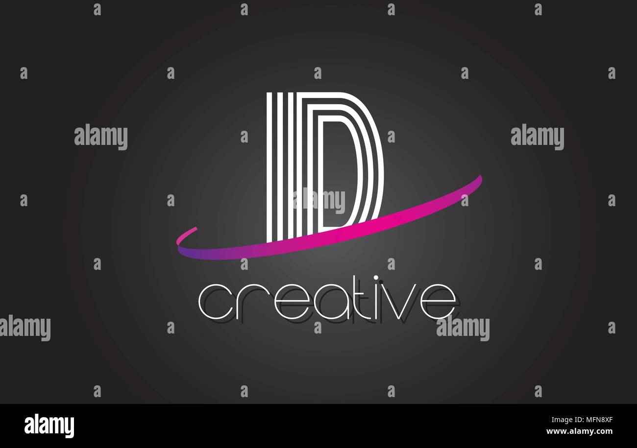 ID I D Letter Logo with Lines Design And Purple Swoosh Vector Letters ...