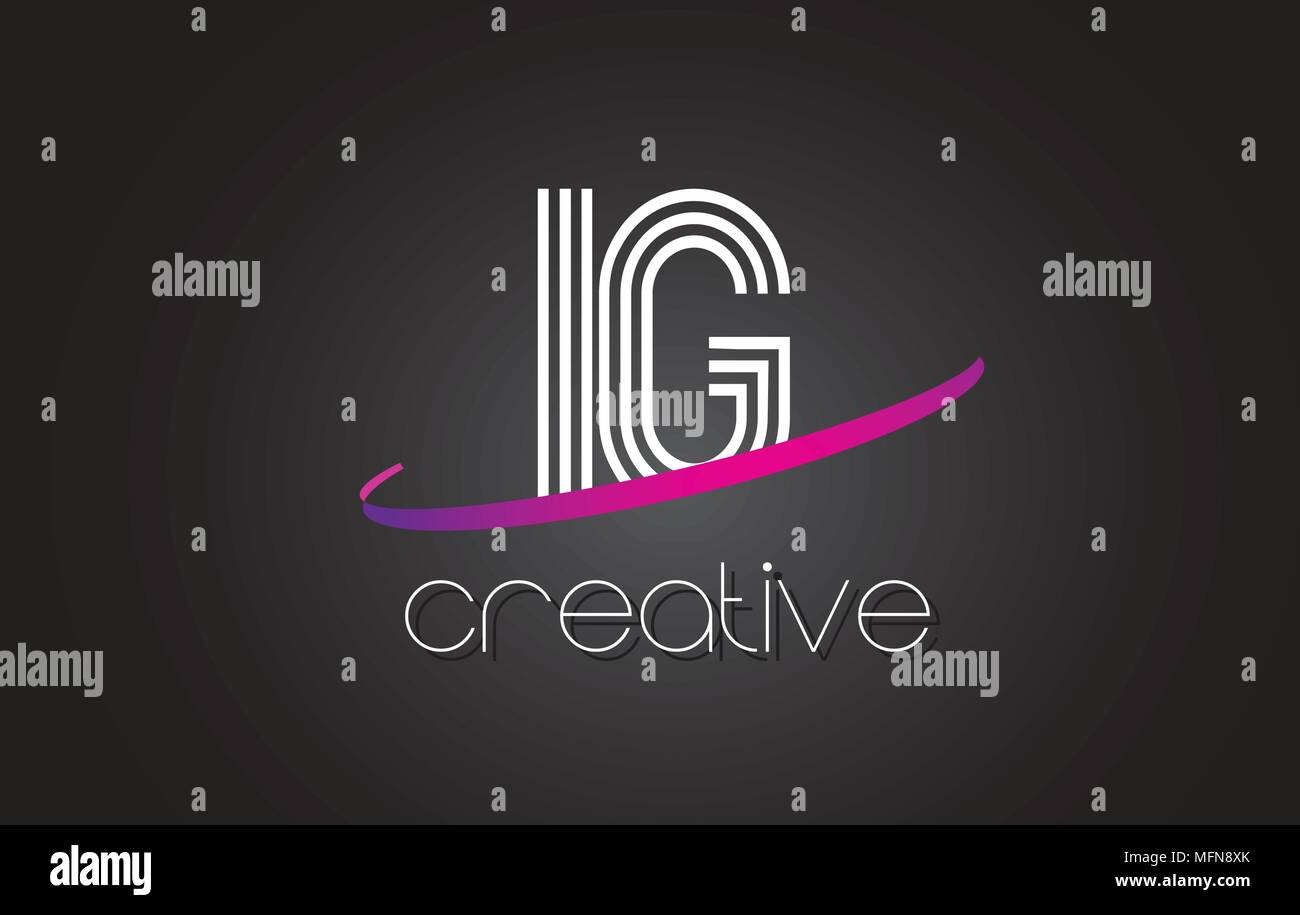 IG I Q Letter Logo with Lines Design And Purple Swoosh Vector Letters ...