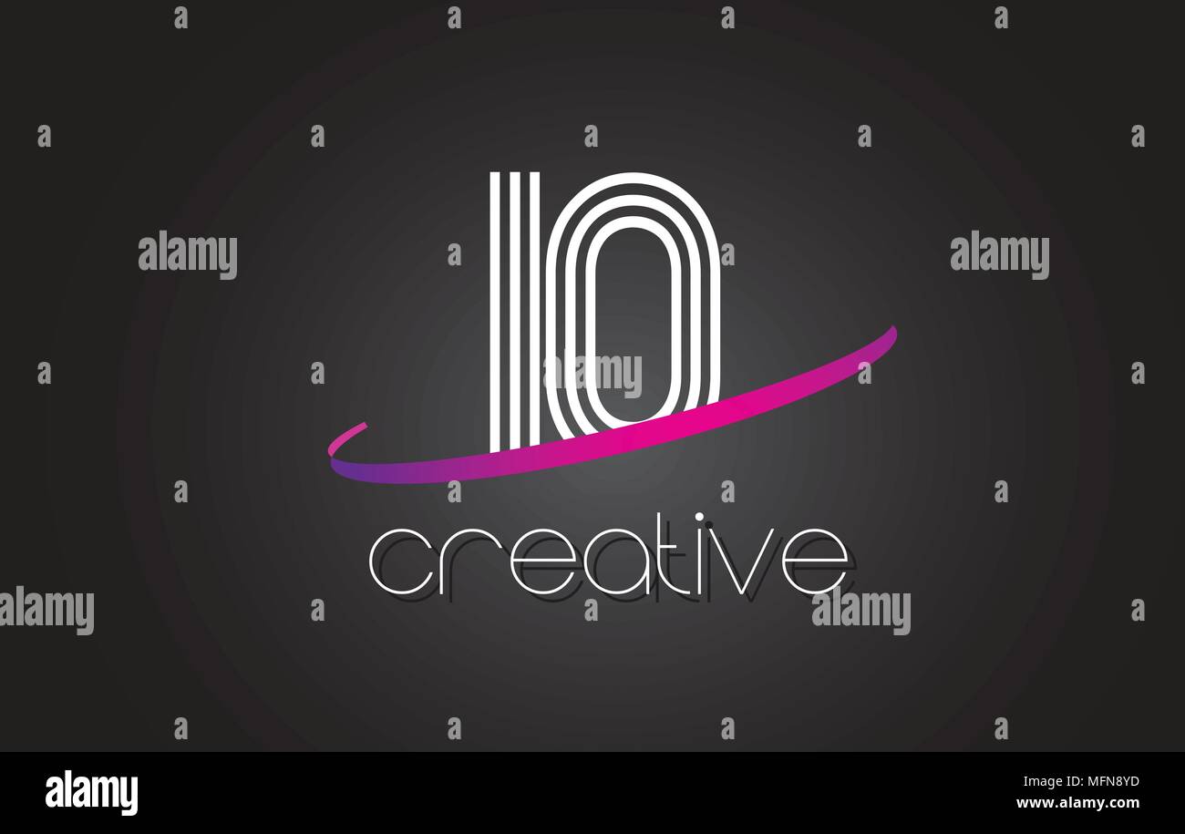 IO I O Letter Logo with Lines Design And Purple Swoosh Vector Letters ...