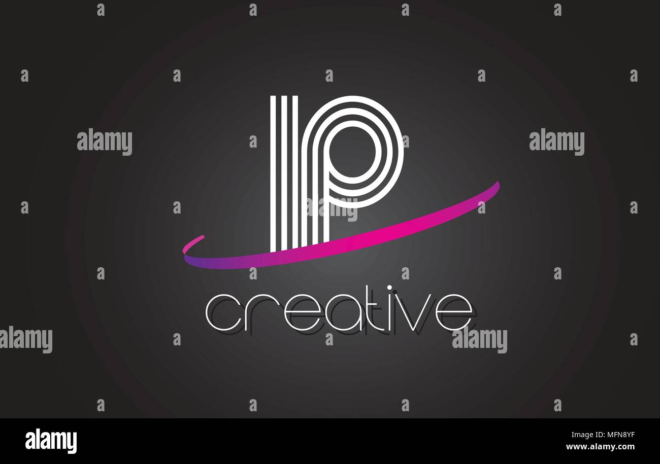 IP I P Letter Logo with Lines Design And Purple Swoosh Vector Letters ...