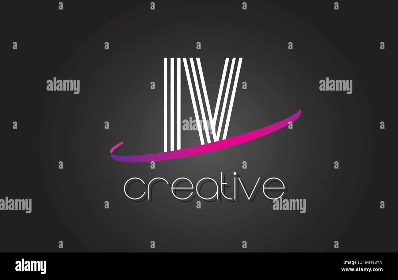 IV I V Letter Logo with Lines Design And Purple Swoosh Vector Letters ...