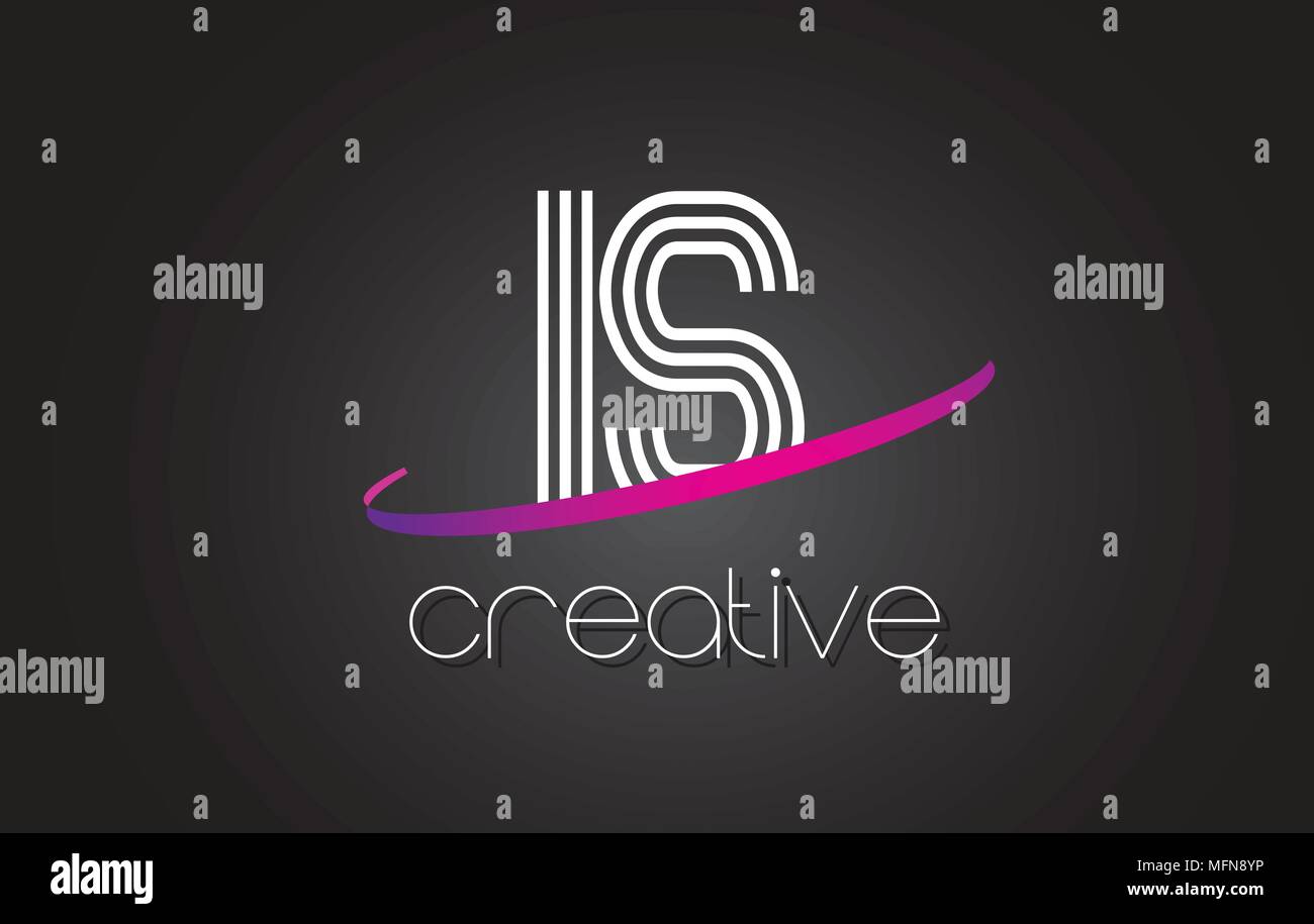 IS I S Letter Logo with Lines Design And Purple Swoosh Vector Letters ...