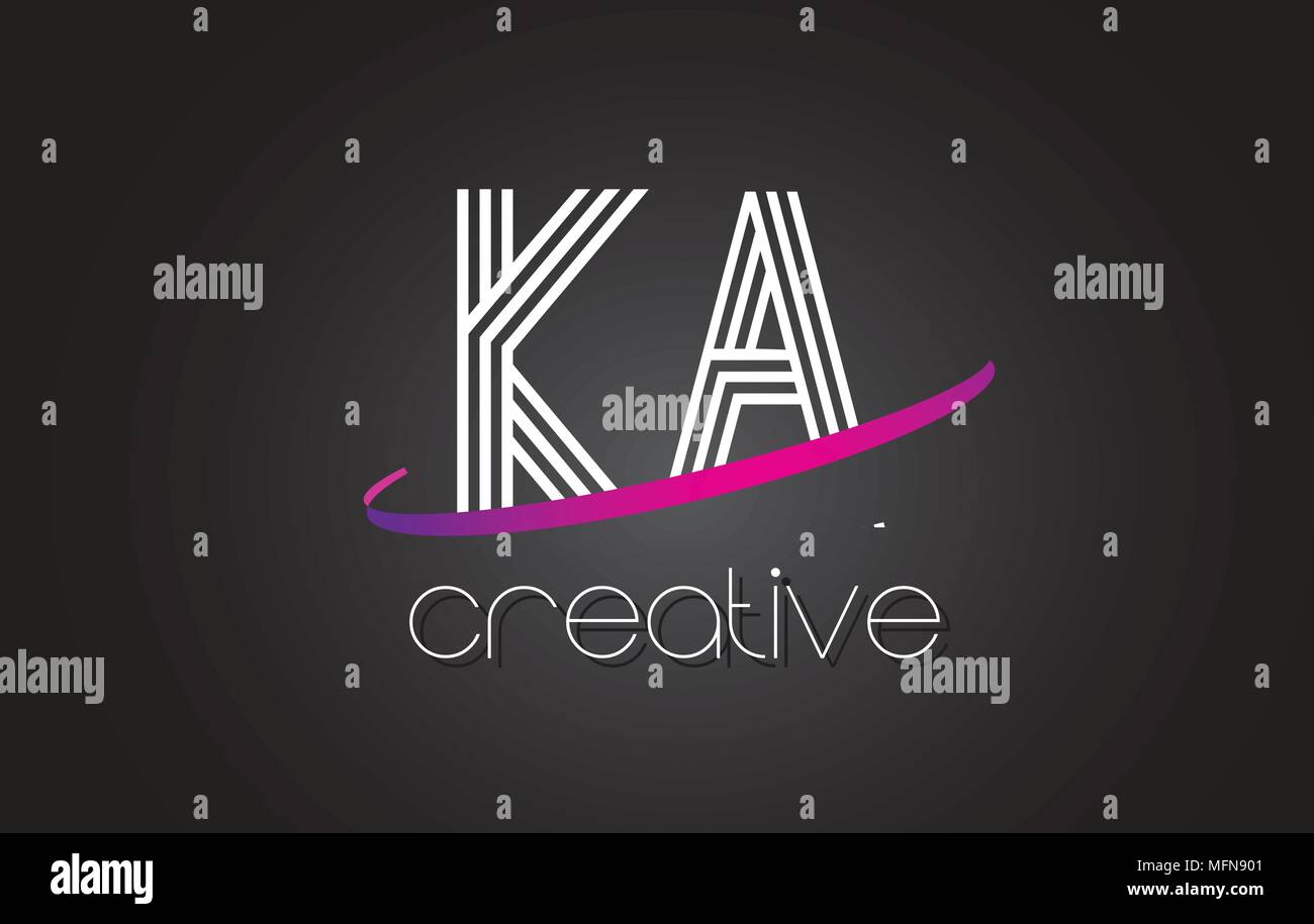 KA K A Letter Logo with Lines Design And Purple Swoosh Vector Letters ...