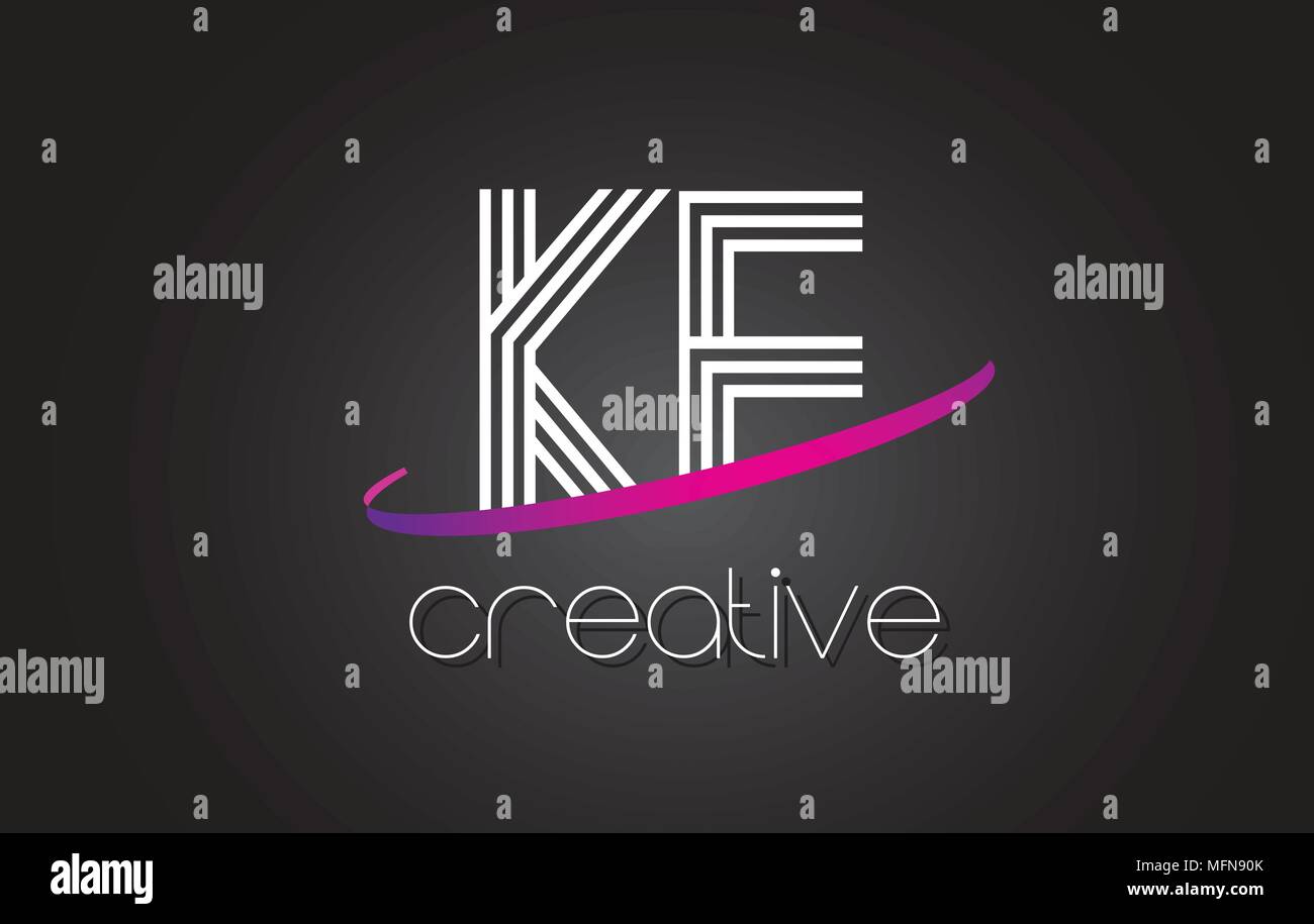 KE K E Letter Logo with Lines Design And Purple Swoosh Vector Letters ...