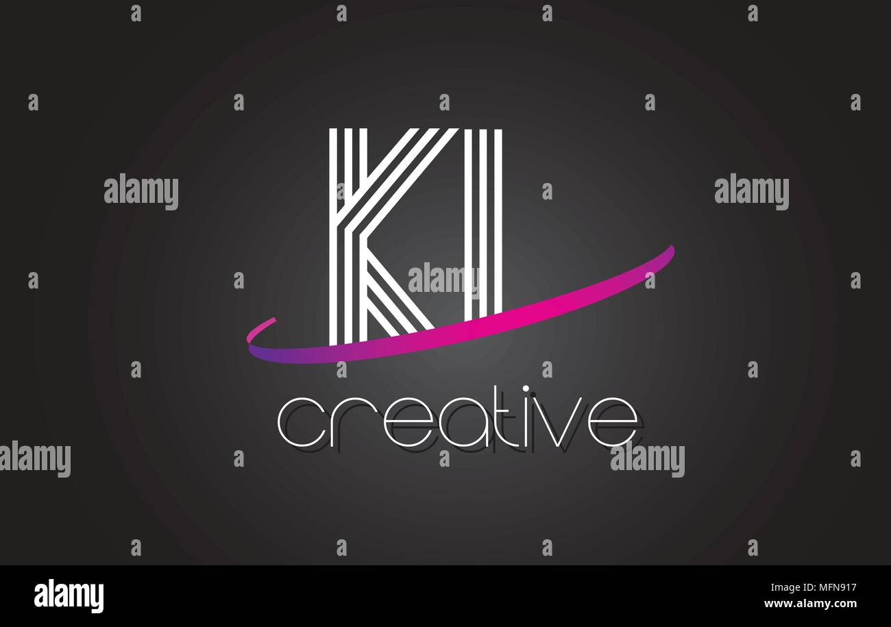KL K L Letter Logo with Lines Design And Purple Swoosh Vector Letters ...