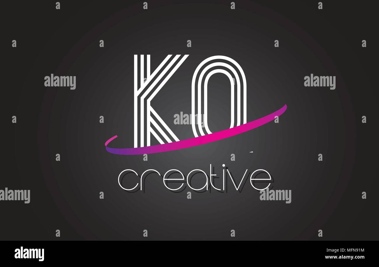 KQ K Q Letter Logo with Lines Design And Purple Swoosh Vector Letters ...