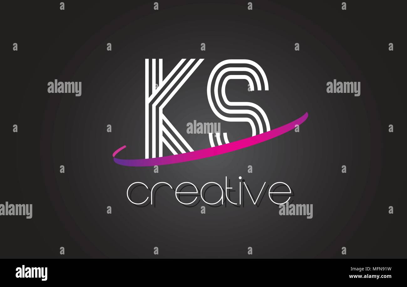KS K S Letter Logo with Lines Design And Purple Swoosh Vector Letters ...
