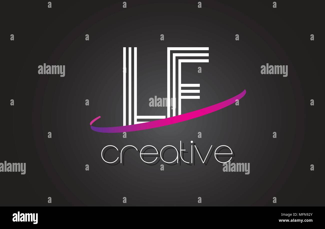 LF L F Letter Logo with Lines Design And Purple Swoosh Vector Letters ...