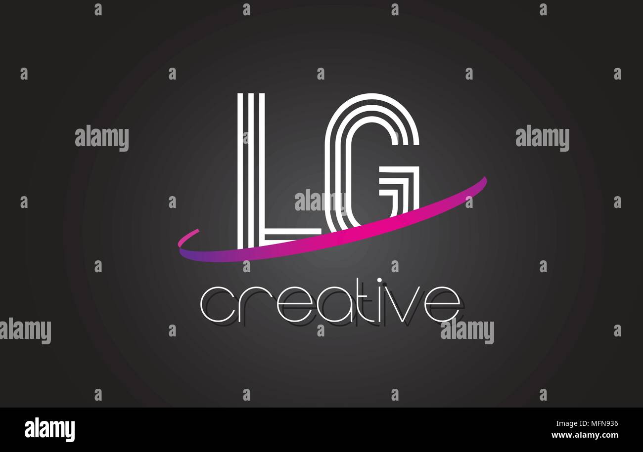 LG L G Letter Logo with Lines Design And Purple Swoosh Vector Letters ...