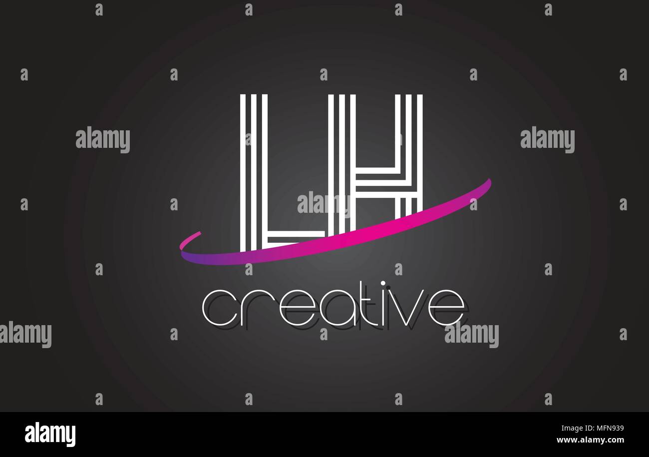 LH L H Letter Logo with Lines Design And Purple Swoosh Vector Letters ...