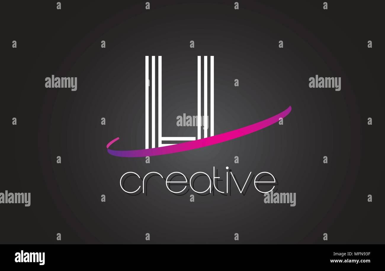 LL L Letter Logo with Lines Design And Purple Swoosh Vector Letters ...