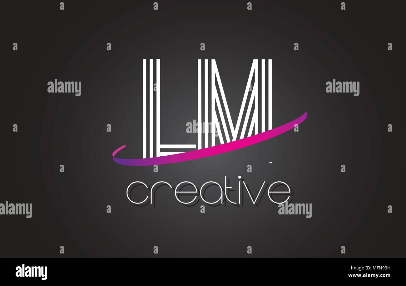 LM L M Letter Logo with Lines Design And Purple Swoosh Vector Letters ...