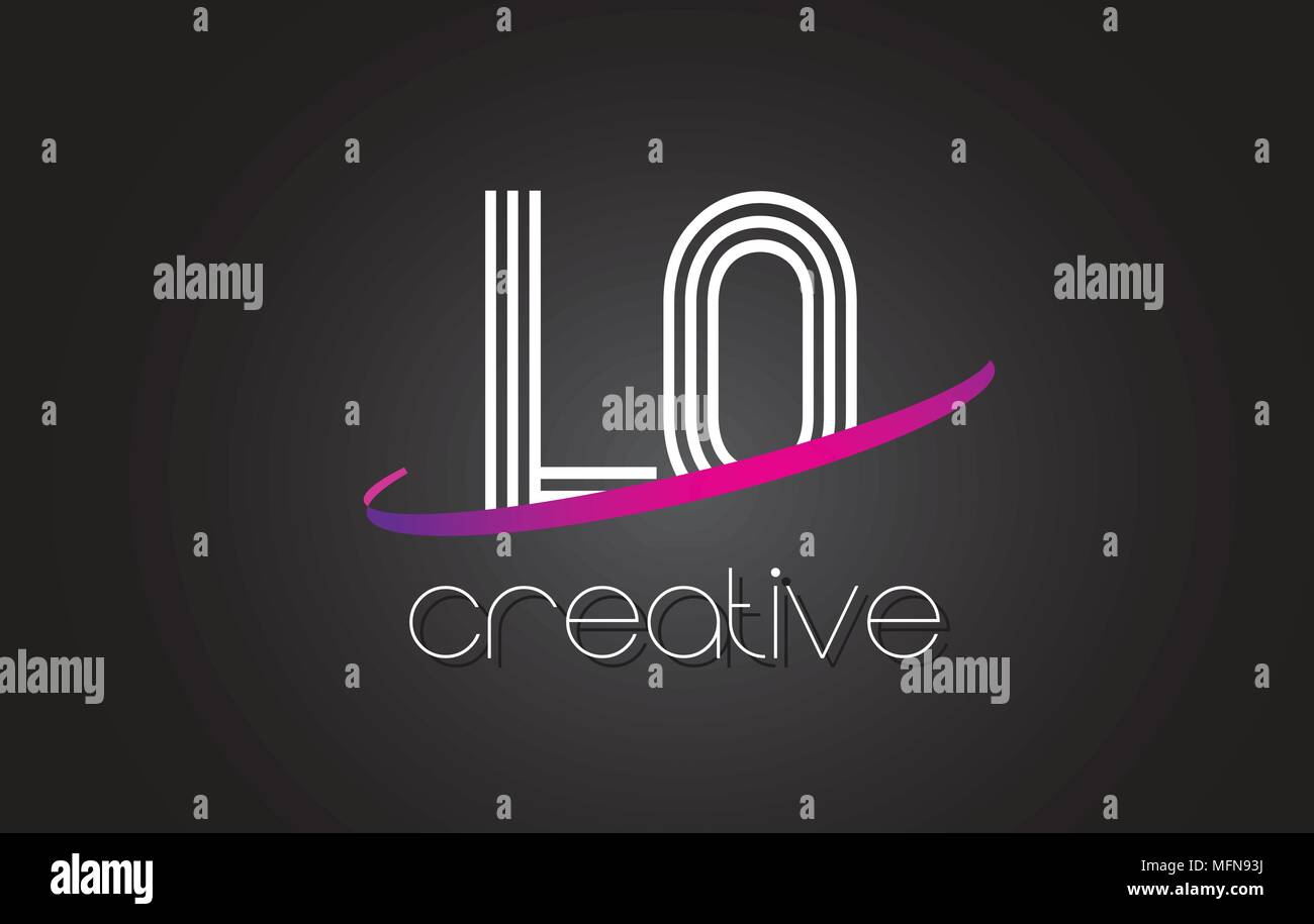 LO L O Letter Logo with Lines Design And Purple Swoosh Vector Letters ...