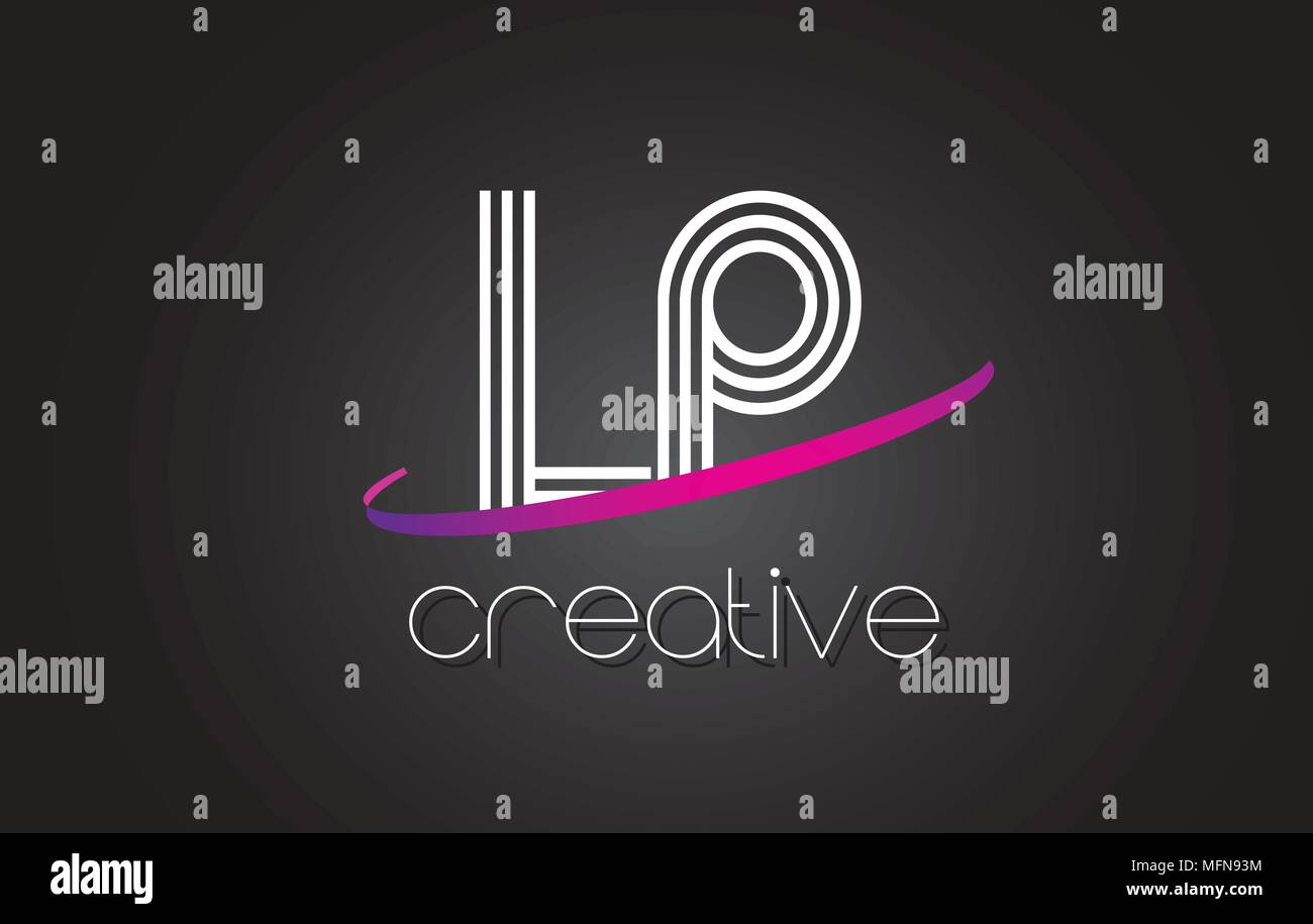 LP L P Letter Logo with Lines Design And Purple Swoosh Vector Letters ...