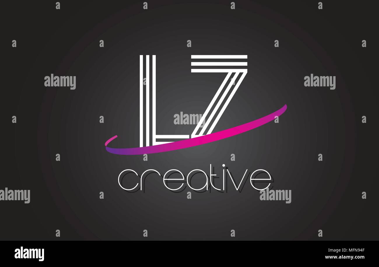 Lz L Z Letter Logo With Lines Design And Purple Swoosh Vector Letters