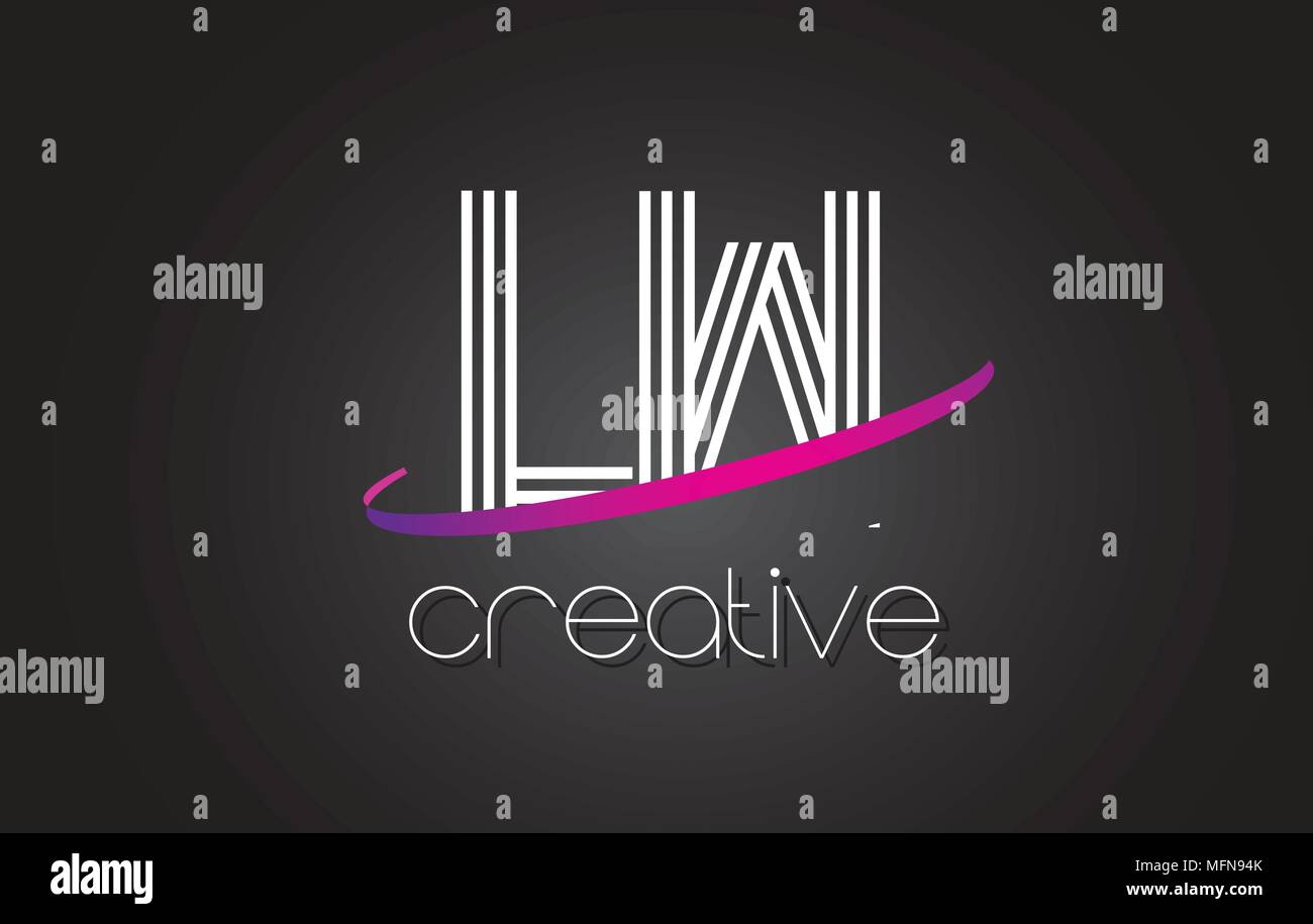 LW L W Letter Logo with Lines Design And Purple Swoosh Vector Letters ...