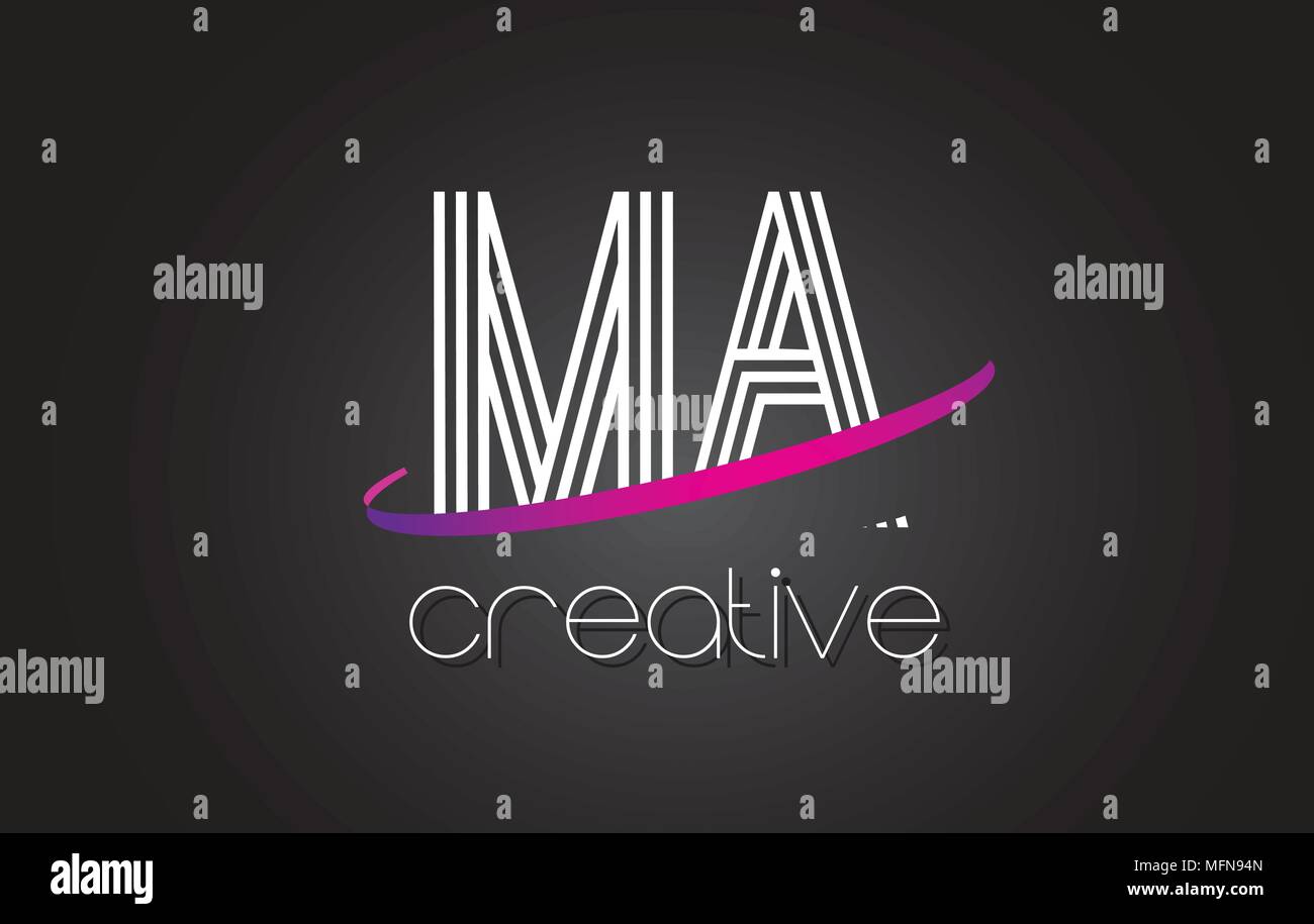 MA M A Letter Logo with Lines Design And Purple Swoosh Vector Letters ...