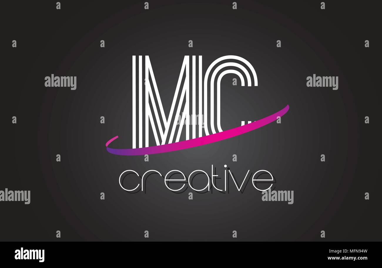 MC M C Letter Logo with Lines Design And Purple Swoosh Vector Letters ...