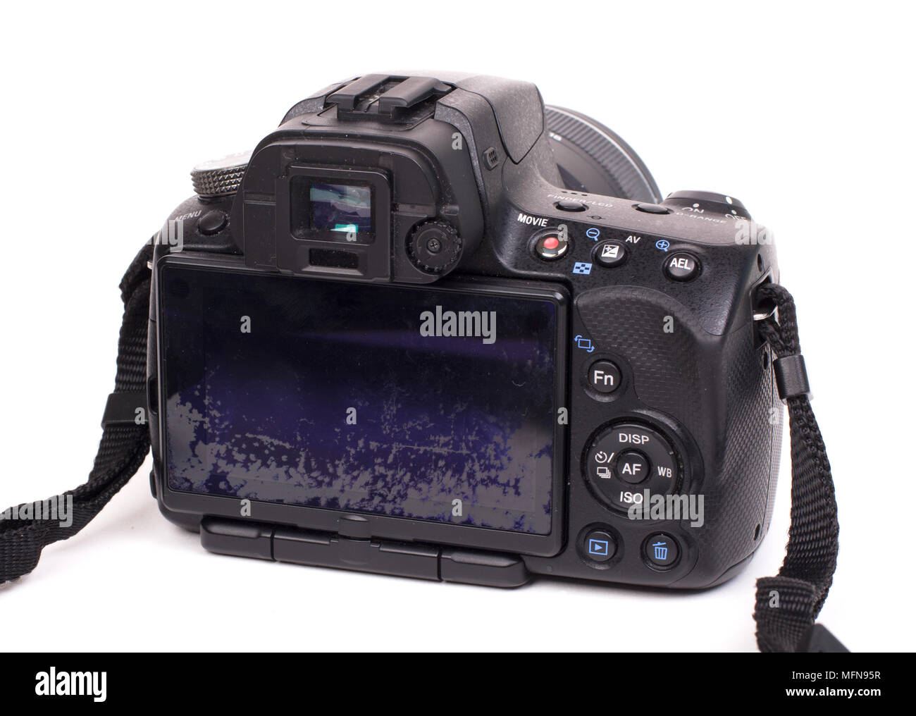 Digital camera with broken display isolated on white background Stock ...