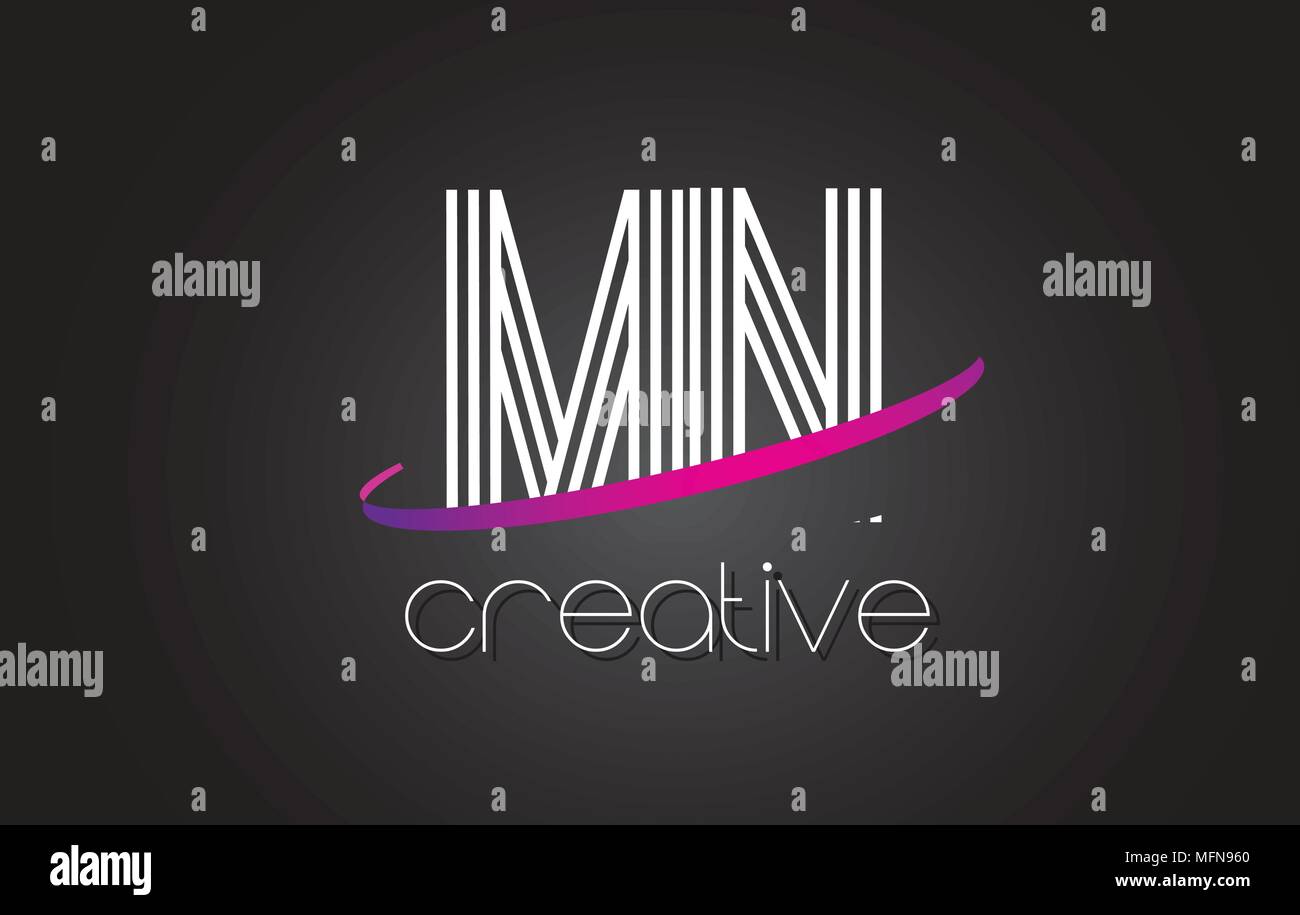MN M N Letter Logo with Lines Design And Purple Swoosh Vector Letters Illustration Stock Vector ...