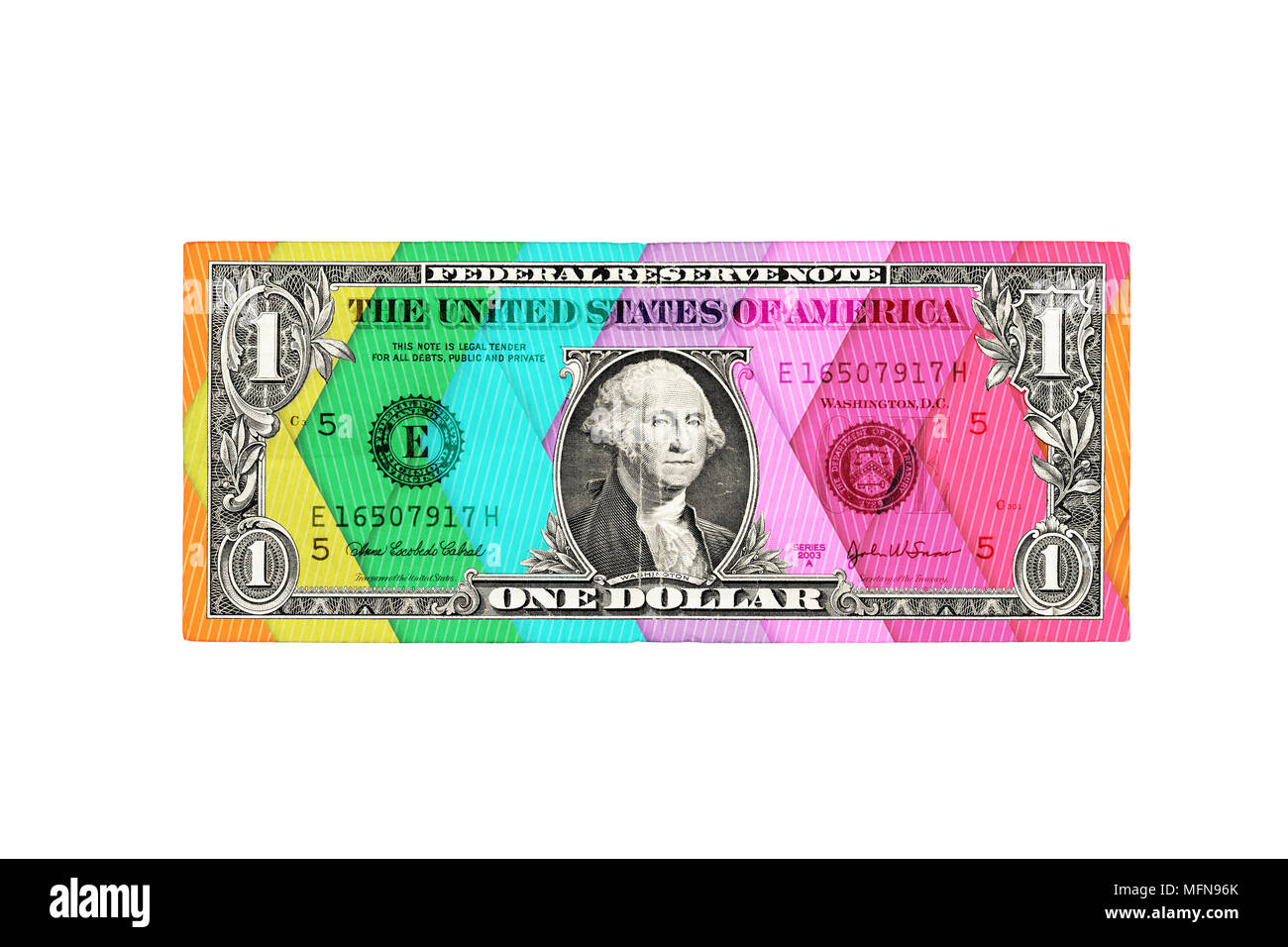 Creative US one Dollar bill, isolated on white Stock Photo - Alamy