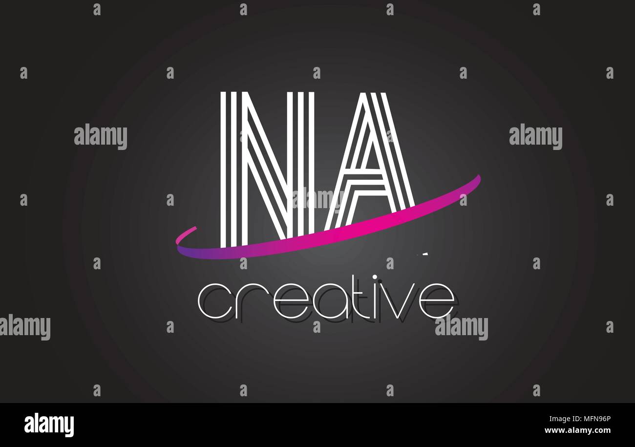 NA N A Letter Logo with Lines Design And Purple Swoosh Vector Letters ...