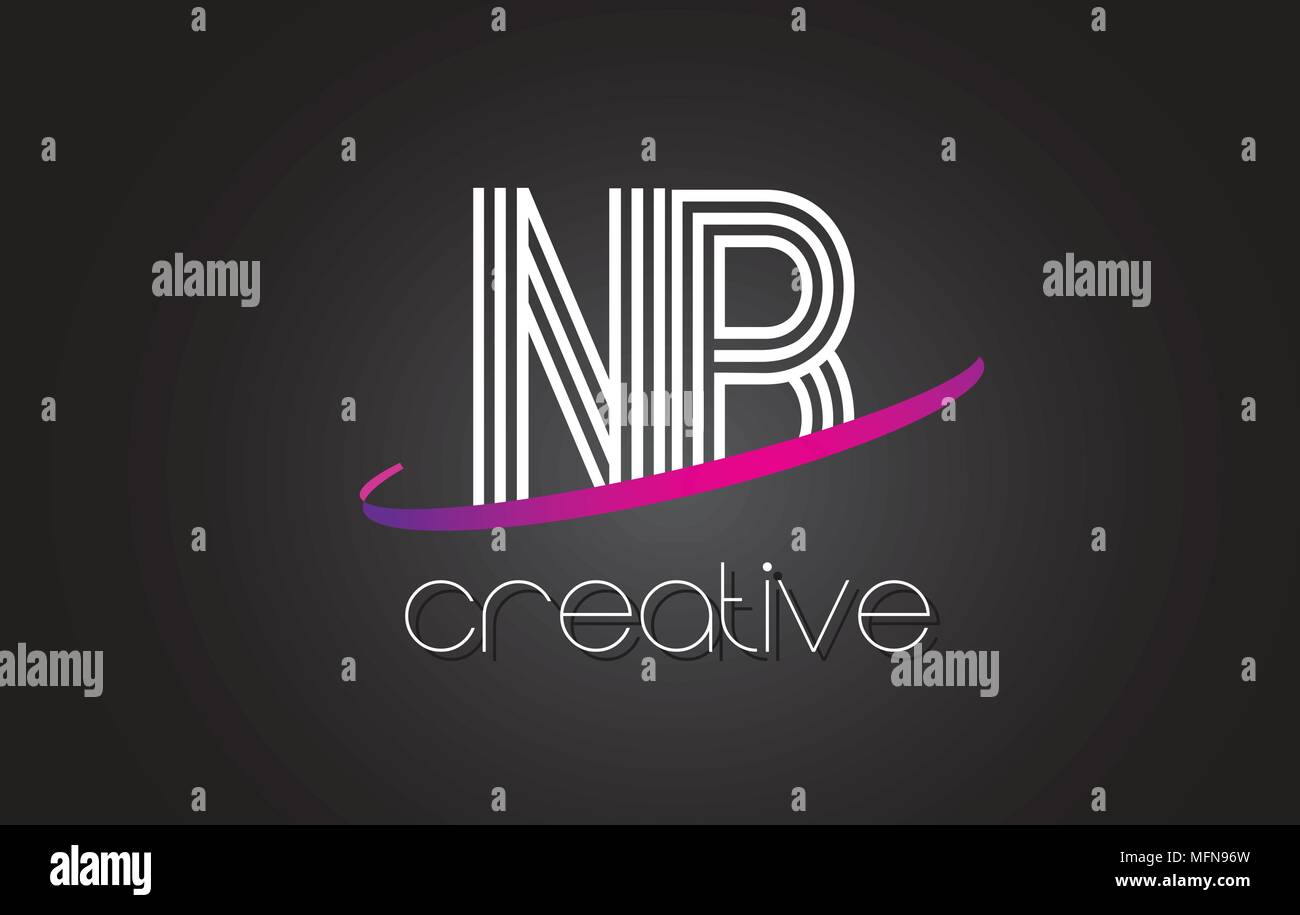 NB N B Letter Logo with Lines Design And Purple Swoosh Vector Letters ...